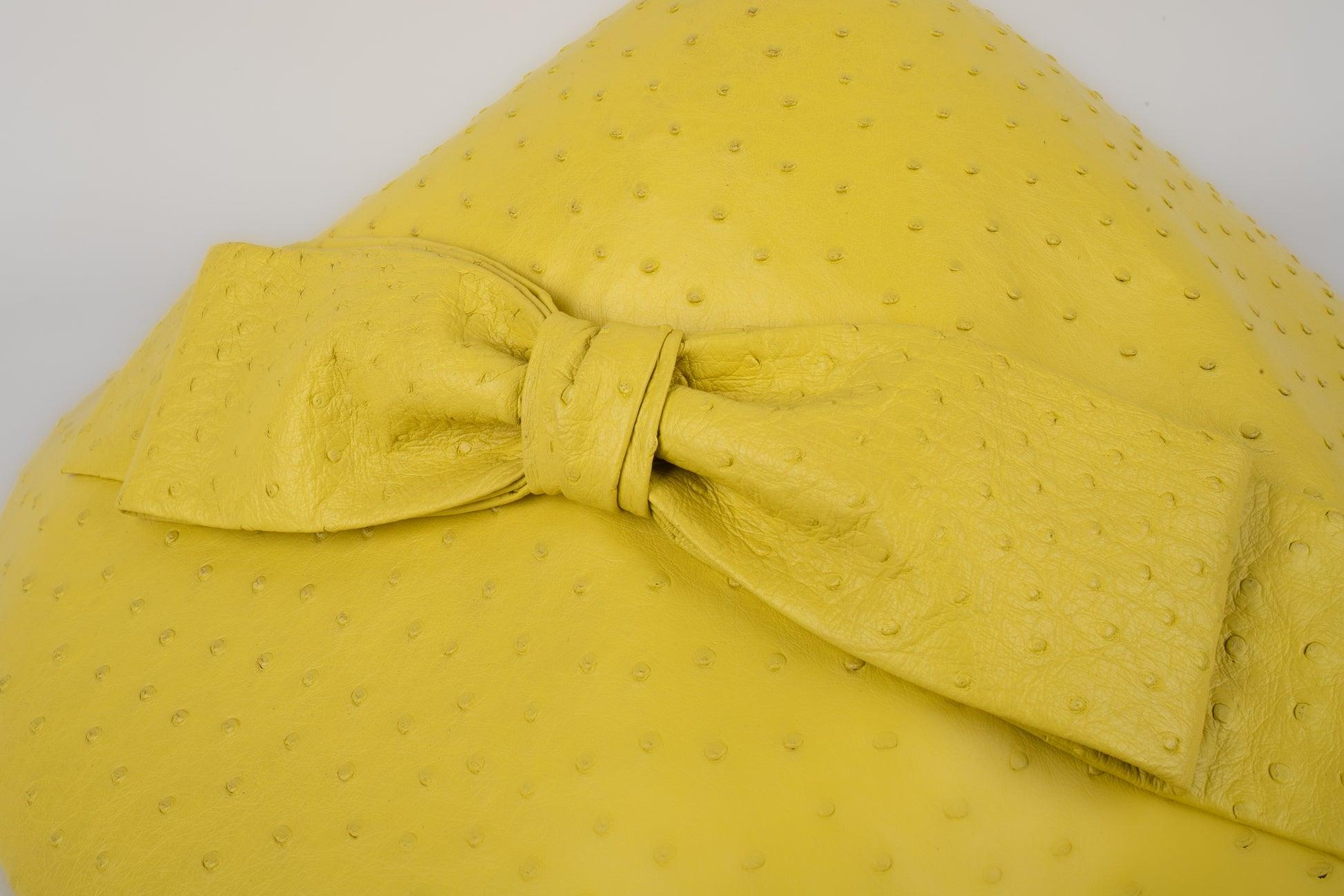 Nina Ricci Yellow Ostrich Leather Hat For Sale at 1stDibs
