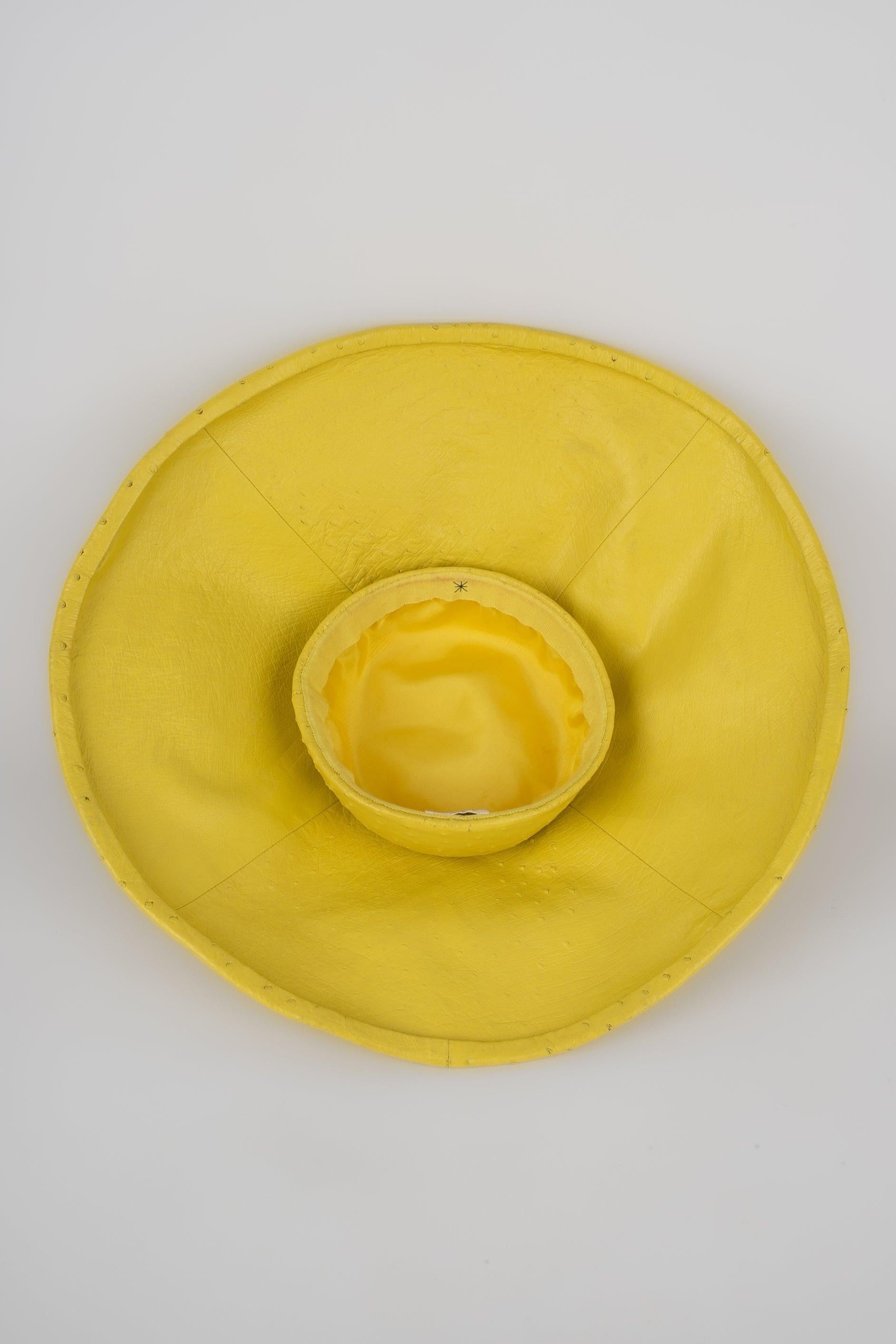Nina Ricci Yellow Ostrich Leather Hat For Sale at 1stDibs