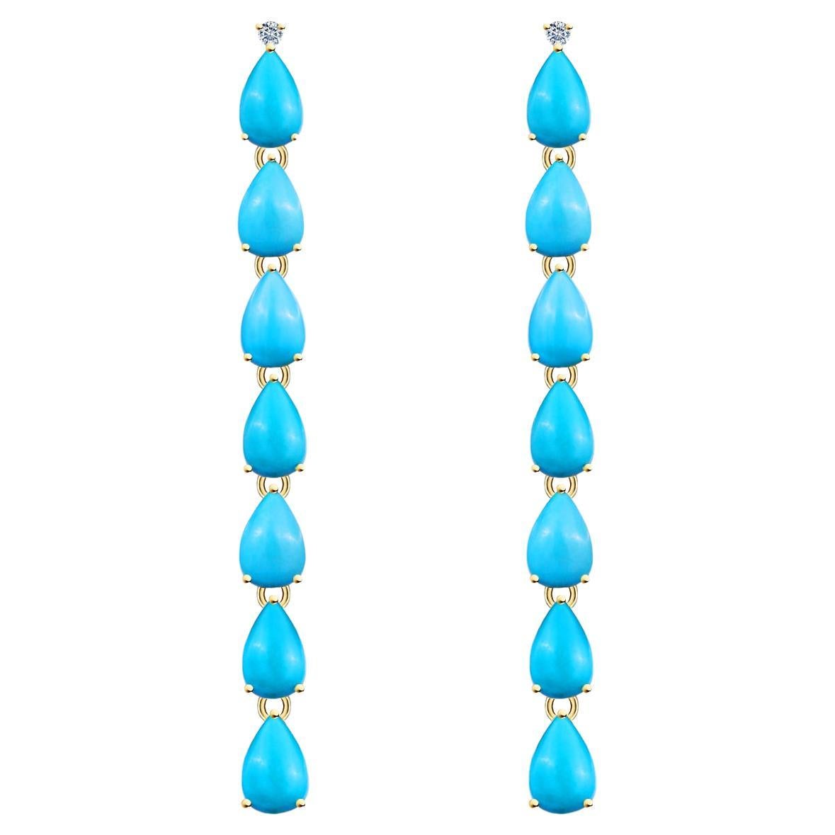 Nina Zhou Blue Turquoise Diamond Drop Earrings For Sale At 1stdibs