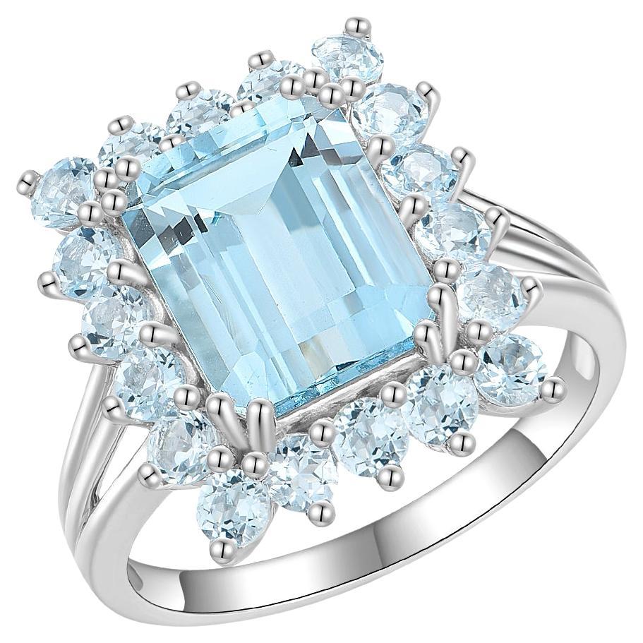 Nina Zhou Margeret Aquamarine Sapphire Diamond Cocktail Ring For Sale ...