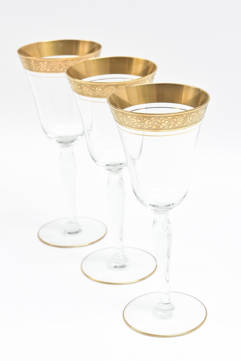 Nine 24-Karat Gold Trimmed Vintage Goblets, American Midcentury For ...