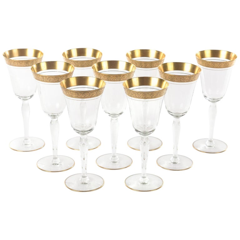 Nine Elegant Gold Trimmed Vintage Goblets, Tall, circa 1960 at 1stDibs ...