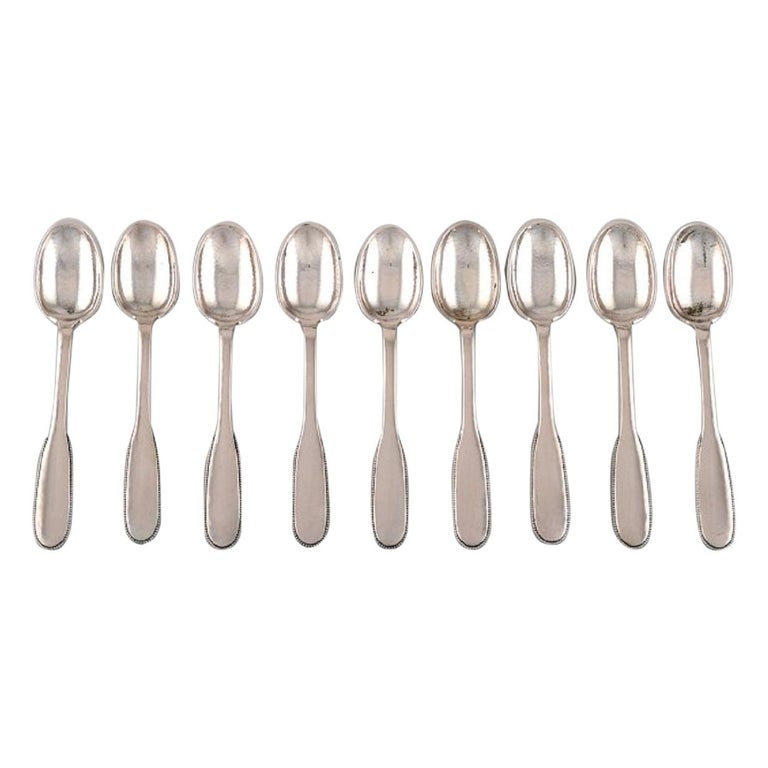Nine Evald Nielsen Number 14 Teaspoons in Hammered Silver, 1920s For ...