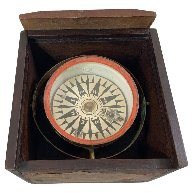 Nineteenth Century Boxed Compass by "Thaxter" For Sale at 1stDibs
