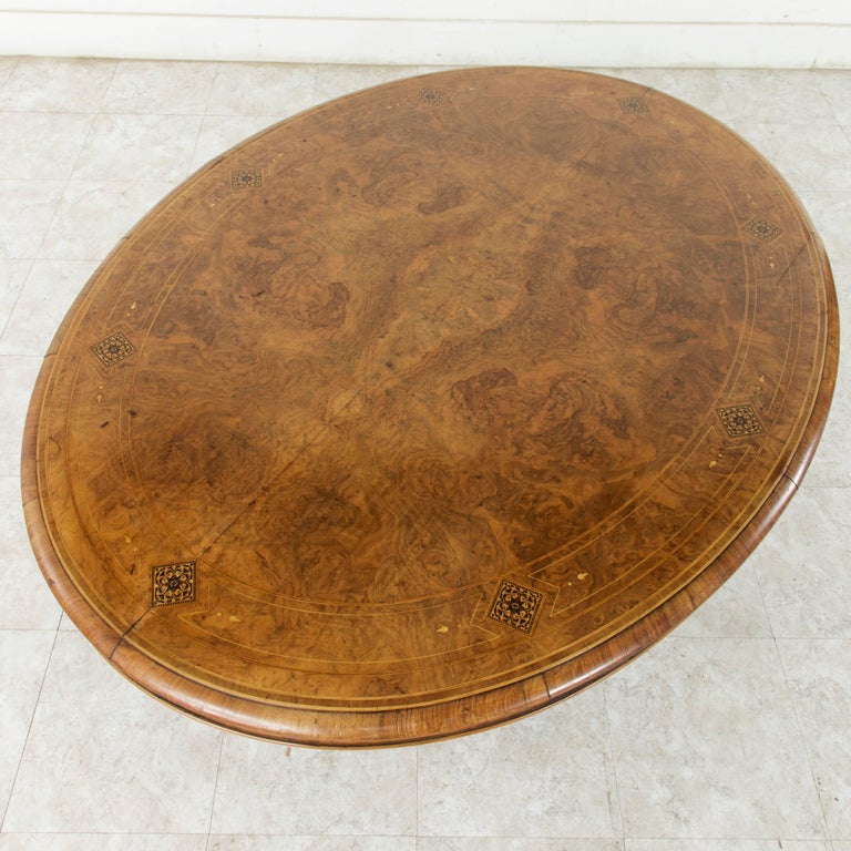 19th Century Burl Walnut and Marquetry English Loo Table or Coffee ...
