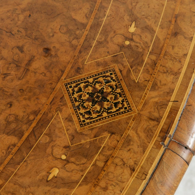 19th Century Burl Walnut and Marquetry English Loo Table or Coffee ...