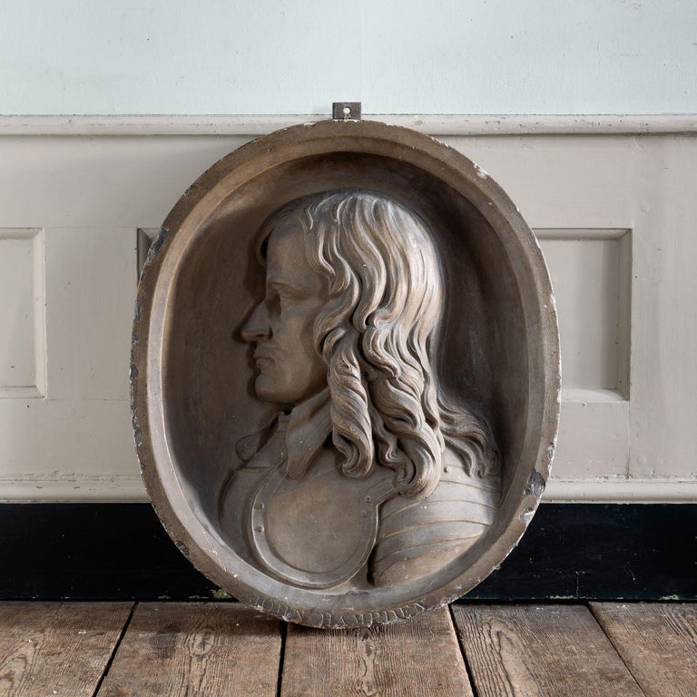 Nineteenth Century Plaster Portrait Medallion of John Hampden For Sale ...
