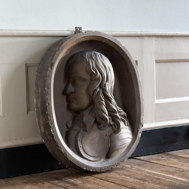 Nineteenth Century Plaster Portrait Medallion of John Hampden For Sale ...
