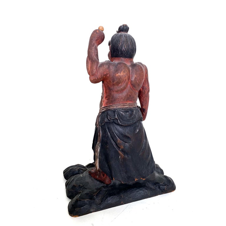 Nio, Guardian of the Buddha Guatama, Polychrome Wood, Japanese, Meiji ...