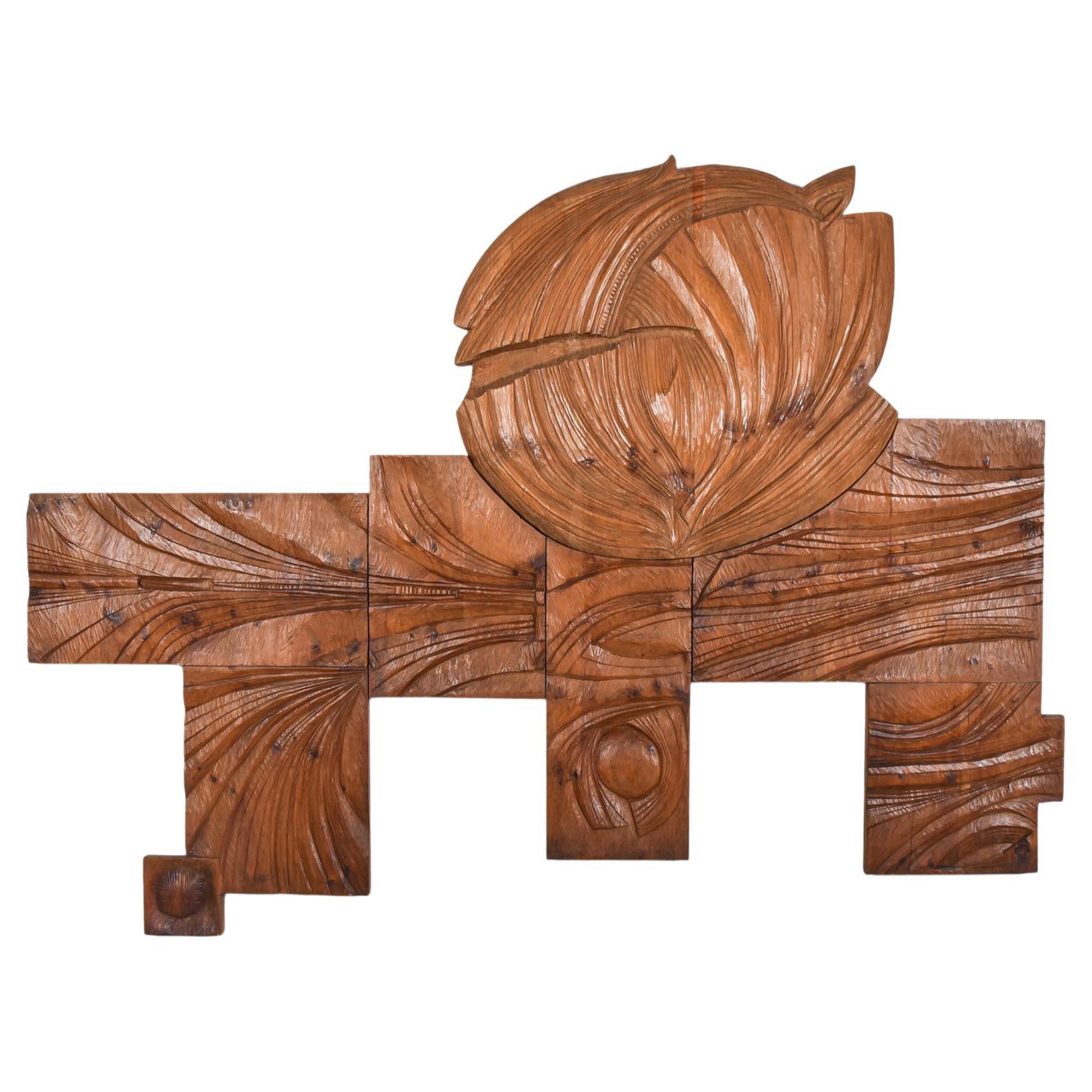 Rare Pair of Carved Aztec Art Deco Panels, Golden Mahogany For Sale at ...