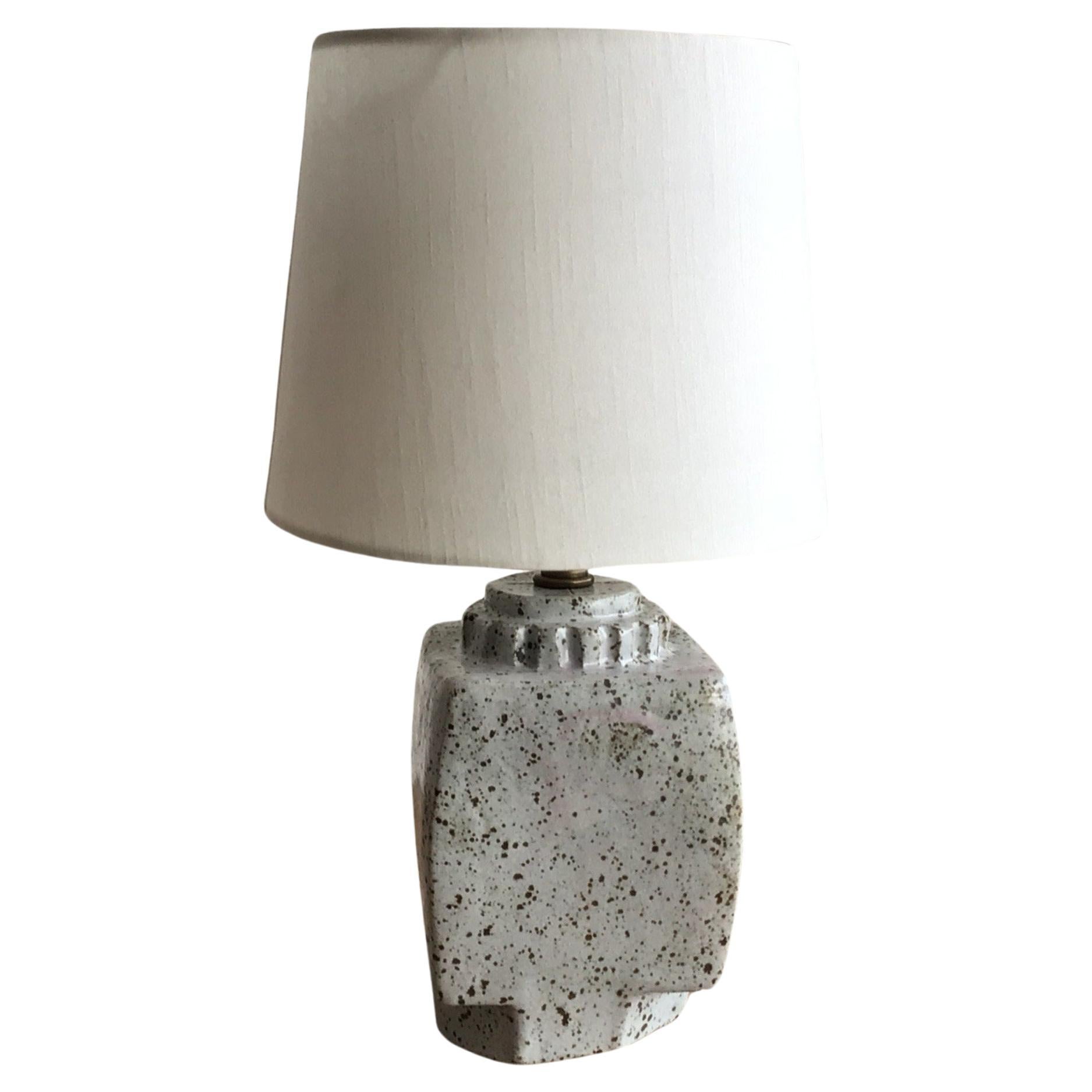 Ceramic Table Lamp with Hand Weaved Wool Shade at 1stDibs