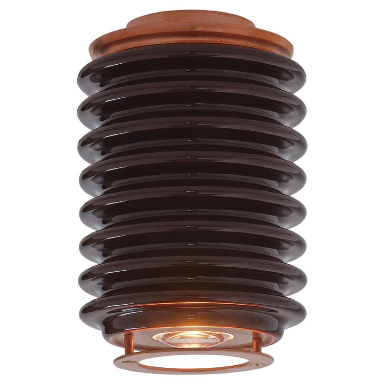 NITA Contemporary Brown Enameled Ceramic and Brushed Copper Ceiling ...