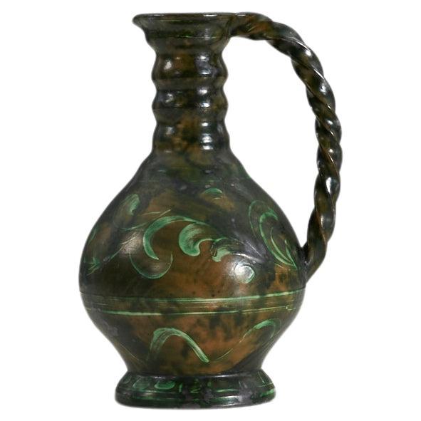 17th Century Earthenware Pitcher with Yellow and Green Glaze, Friesland ...
