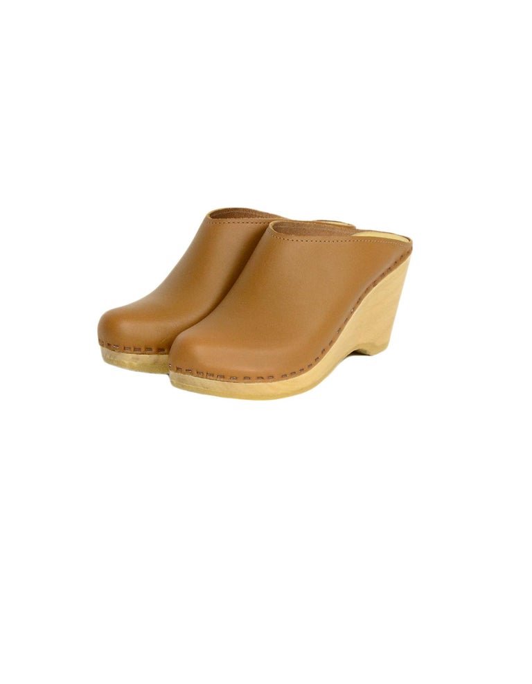 No. 6 Tan Leather New School Clogs sz 38 at 1stDibs