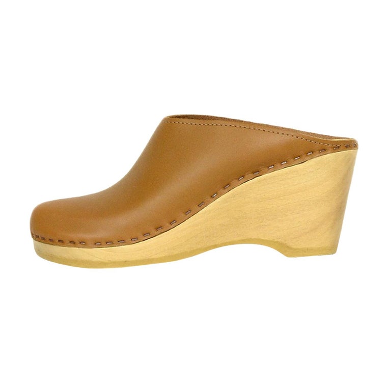 No. 6 Tan Leather New School Clogs sz 38 at 1stDibs