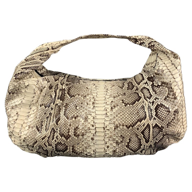 NO BRAND Beige Brown Snake Skin Hobo Handbag For Sale at 1stDibs