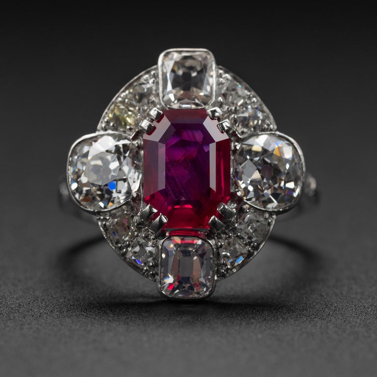 No-Heat Burma Ruby and Diamond Ring AGL Certified 4.5 Carats at 1stDibs