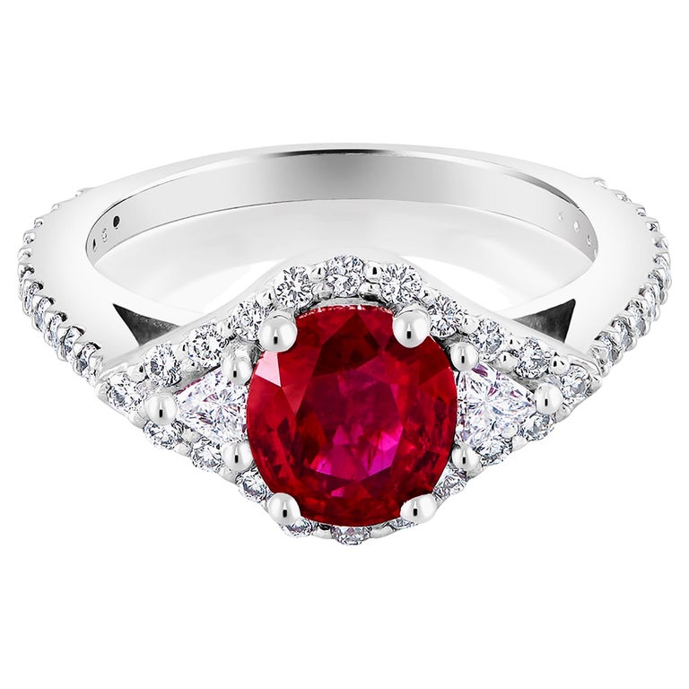GIA No heat Rare Burma Ruby Diamond Platinum Ring Certificated Magok ...