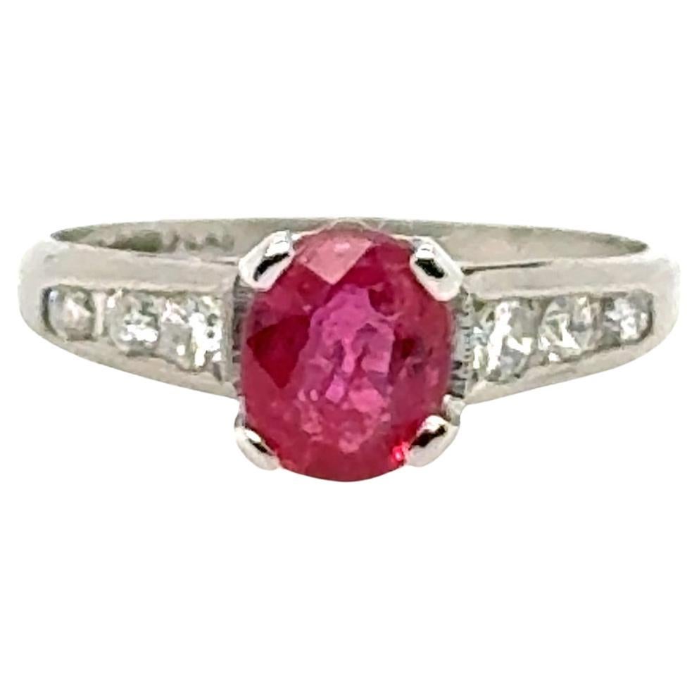 No Heat Natural Ruby Diamond Ring GIA Genuine 1930's Deco Antique ...