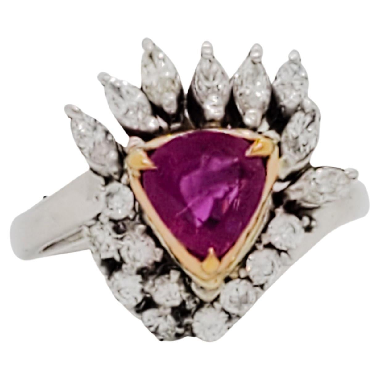 Modern STS 14K Gold Deep Pink Tourmaline and Light Pink Gemstone Ring ...
