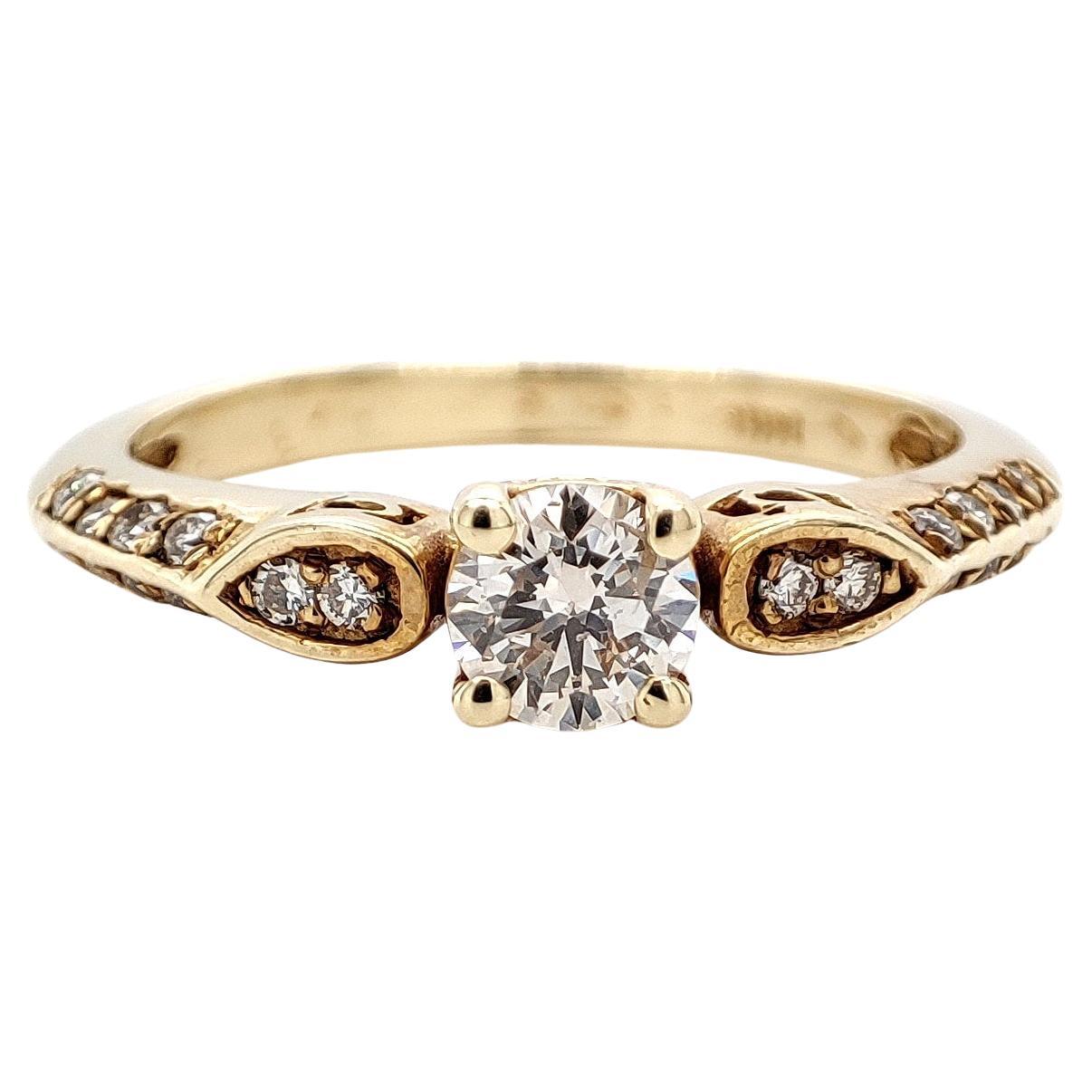 NO RESERVE 0.57CT Round Diamond 14K Yellow Gold Ring For Sale at 1stDibs