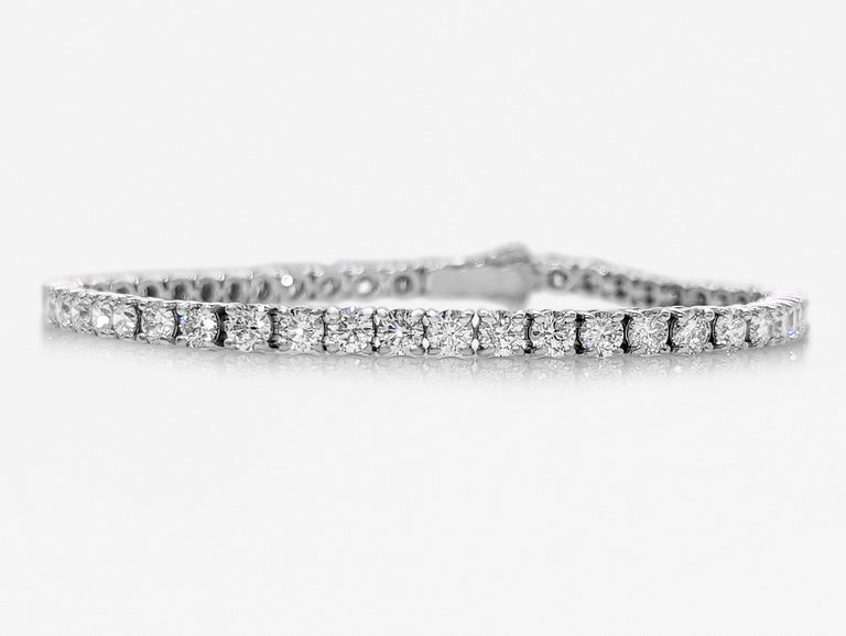 NO RESERVE! D-F 8.74 Carat Diamond Tennis Riviera, 14k White Gold Bracelet For Sale at 1stDibs