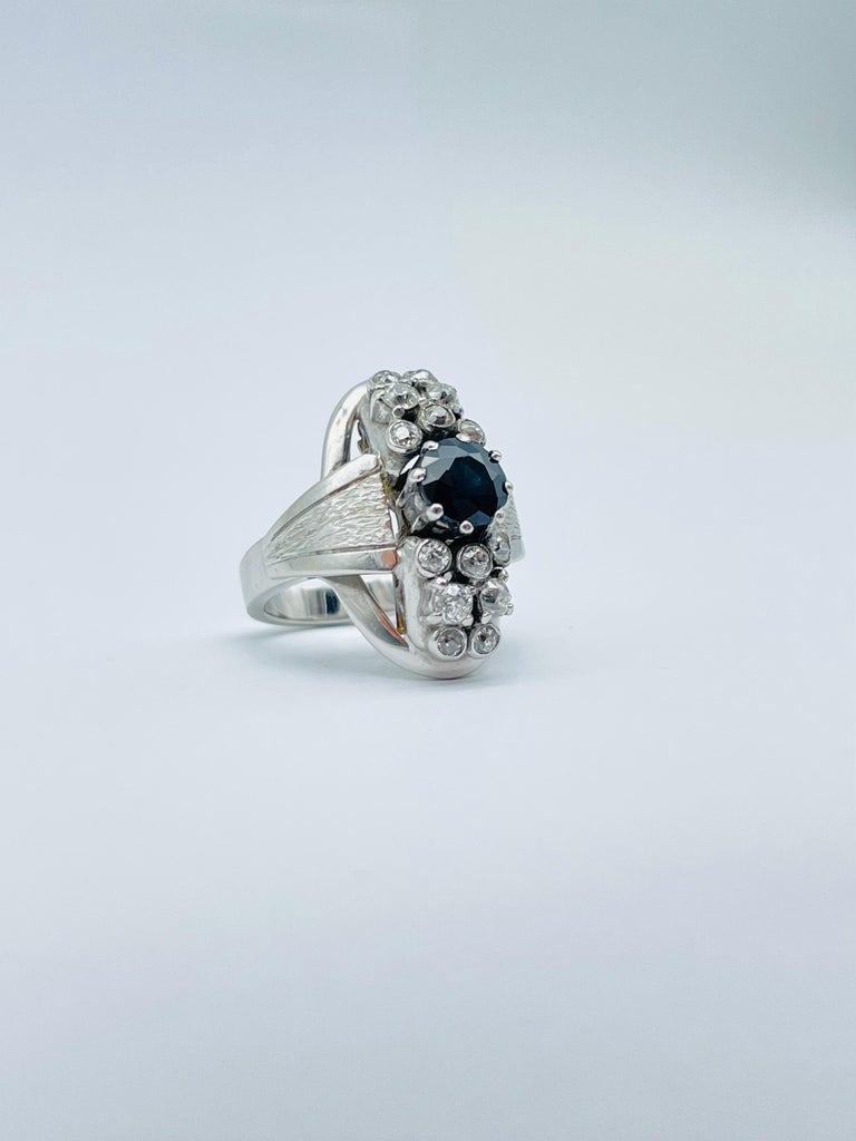 Noble 14k White Gold Ring with Diamonds For Sale at 1stDibs
