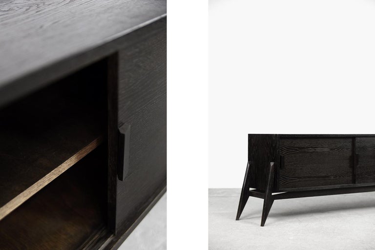 Noble Elegant Black Mid-Century Scandinavian Modern Burned Oak Wood ...