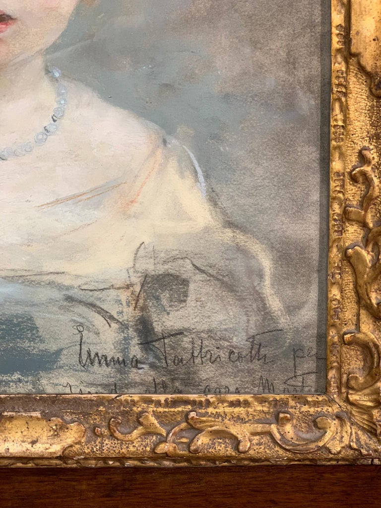 „Edeles Mädchen“, Maria Teresa Mazzei Fabbricotti, Pastell auf Karton ...
