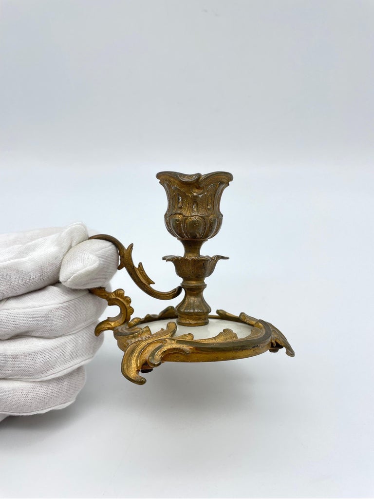 Noble Neo Rococo candlestick, gilded bronze, around 1900 For Sale at ...
