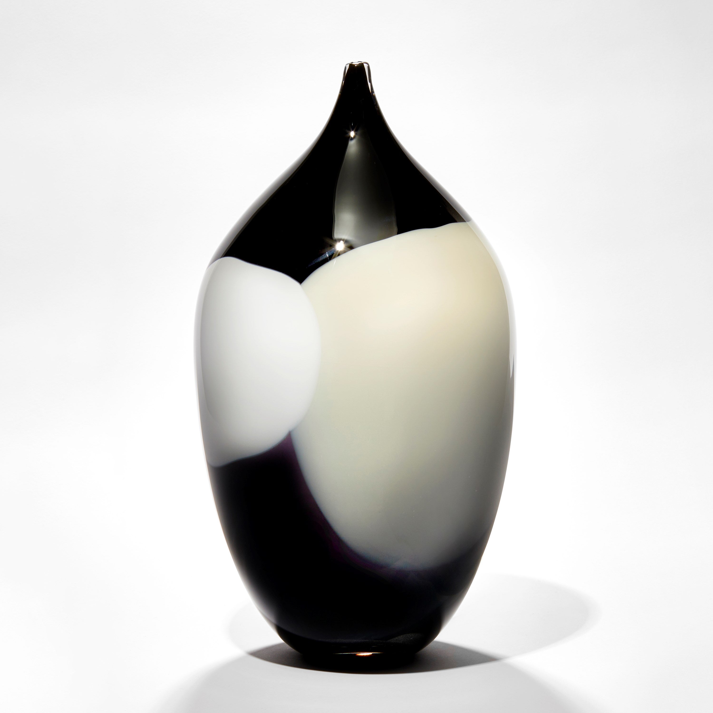 Nocturne, Black, Cream and White Abstract Decorative Glass Vessel by ...