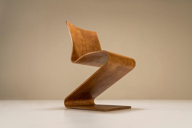 Non-Serial Model 275 S-Chair by Verner Panton in Bent Veneer, Denmark ...