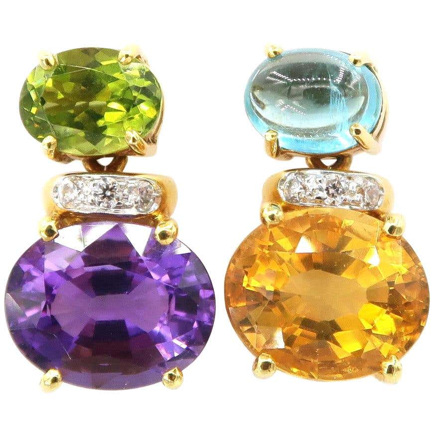 Asprey Gold Citrine Fancy Diamond Drop Earrings at 1stDibs Asprey Gold Citrine Fancy Diamond Drop Earrings at 1stDibs