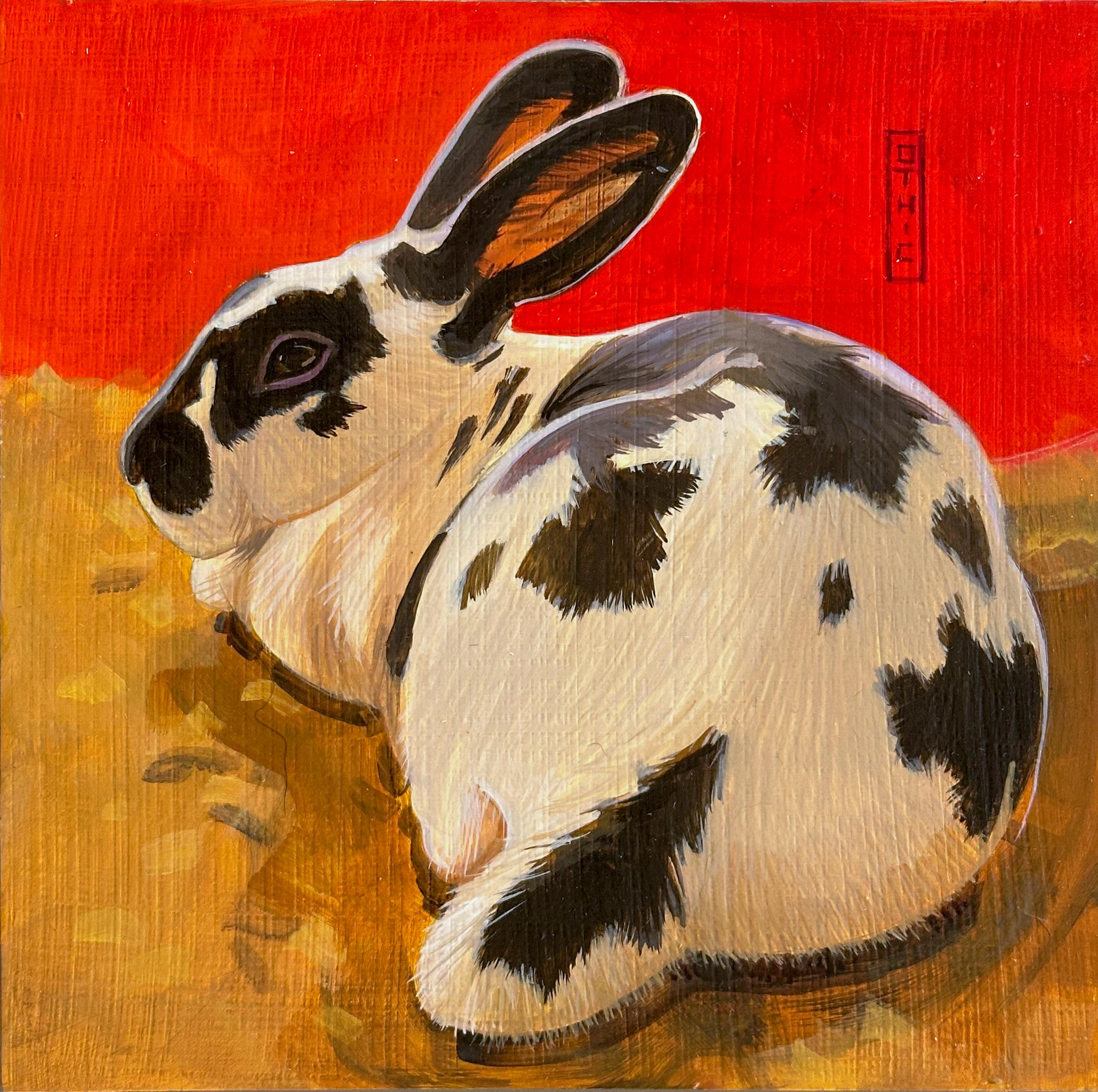 Nora Othic - Brown Rabbit on Tourquoise For Sale at 1stDibs