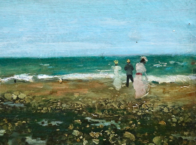 Norbert Goeneutte - Sur La Plage - 19th Century Oil, Elegant Figures ...