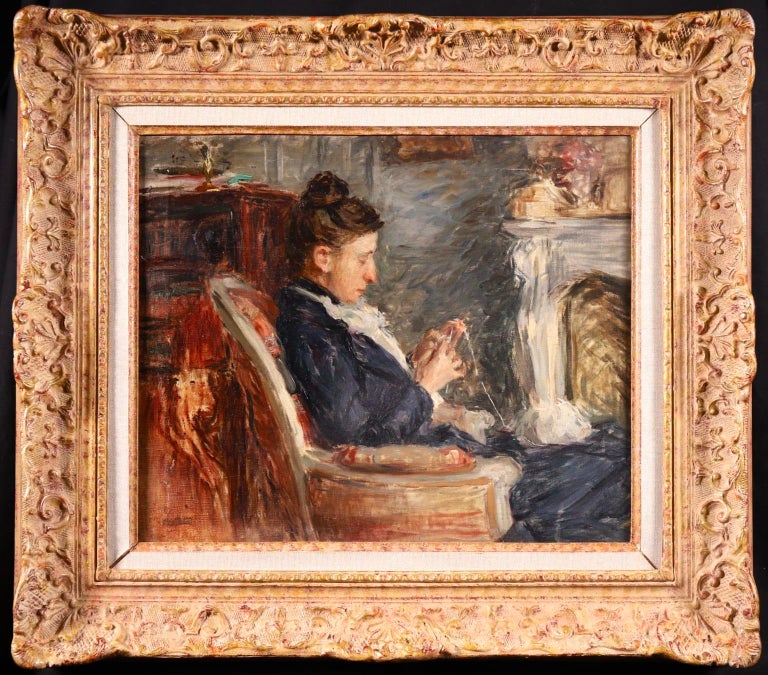 Norbert Goeneutte - Woman Crocheting - Impressionist Oil, Figure in ...