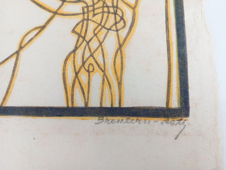 Norbertine Von Bresslern-Roth Blue Yellow Parrots Woodcut For Sale at ...