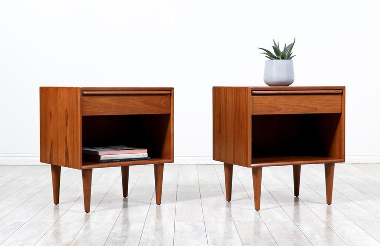 Nordic Modern Teak Night Stands with Bookcase by Westnofa at 1stDibs