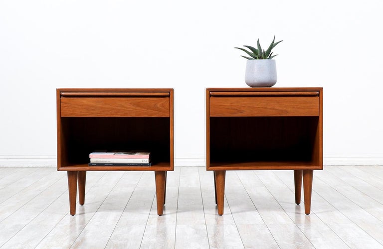 Nordic Modern Teak Night Stands with Bookcase by Westnofa at 1stDibs