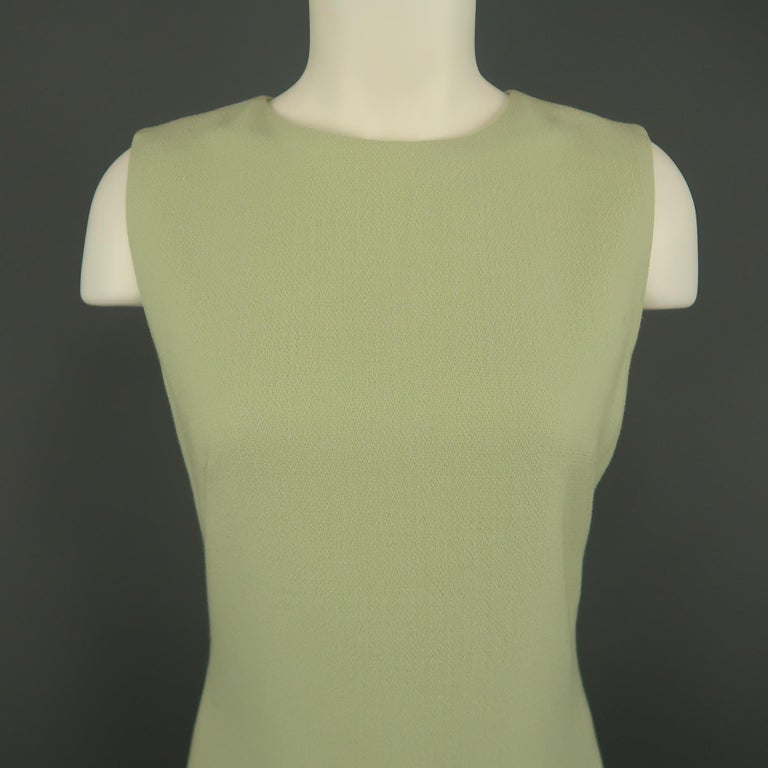 NORIKO MAEDA Size 4 Mint Green Textured Wool Sleeveless Sheath Dress ...