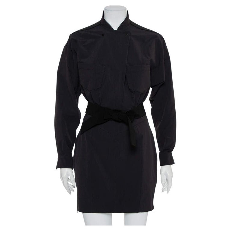 Norisol Ferrari Black Synthetic Paneled Belted Mini Dress M For Sale at ...