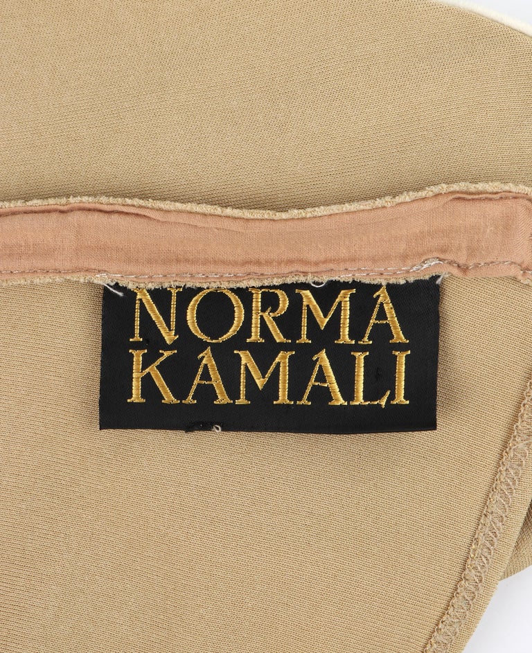 NORMA KAMALI c.1980's Tan Nude Strapless Bustier High Slit Maxi Evening Dress For Sale at 1stDibs