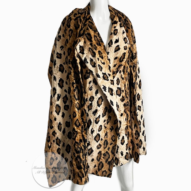 Norma Kamali Leopard or Tiger Print Shawl Collar Jacket Vintage 90s For ...