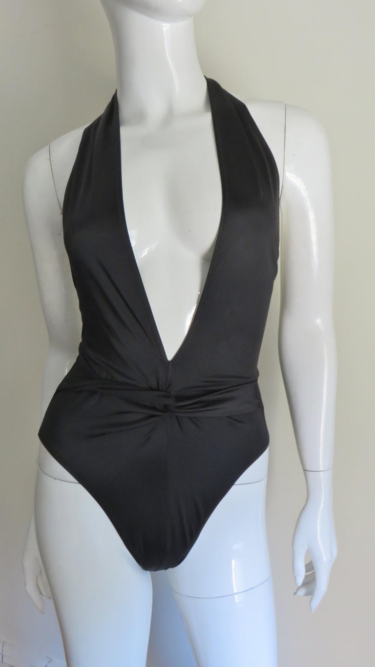 Norma Kamali New Plunging Swimsuit at 1stDibs | norma kamali swimsuit