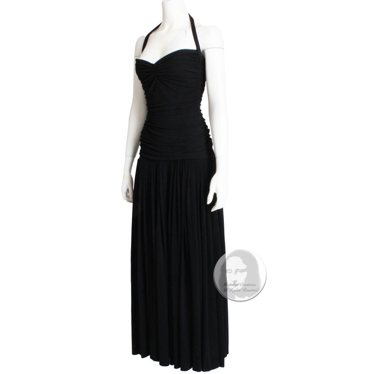 Norma Kamali OMO Jumpsuit Black Halter Top Bodice Wide Palazzo Pants ...