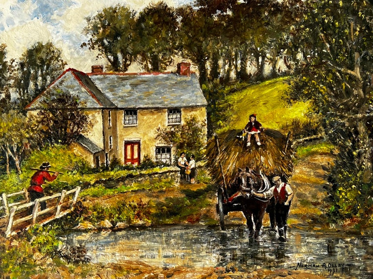 Norman A Olley - Crossing The Brook By Village Cottage, Treglith ...