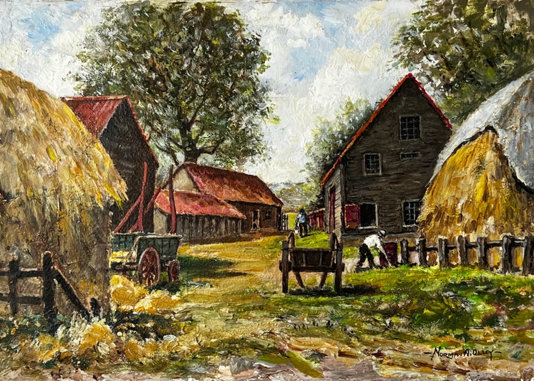 Norman A Olley - Surrey Farmyard Of Farmers At Work - British Landscape ...