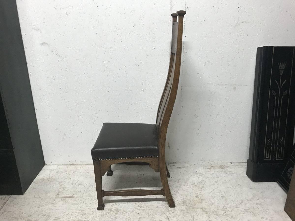 Norman and Stacy Attributed Arts and Crafts Oak High Back Chair with ...