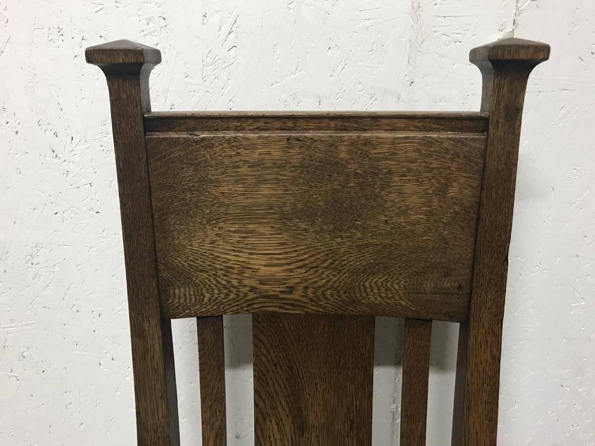 Norman and Stacy Attributed Arts and Crafts Oak High Back Chair with ...