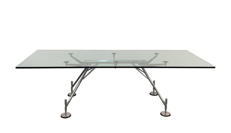 Norman Foster Chromed Metal and Glass Nomos Dining Table for Tecno ...